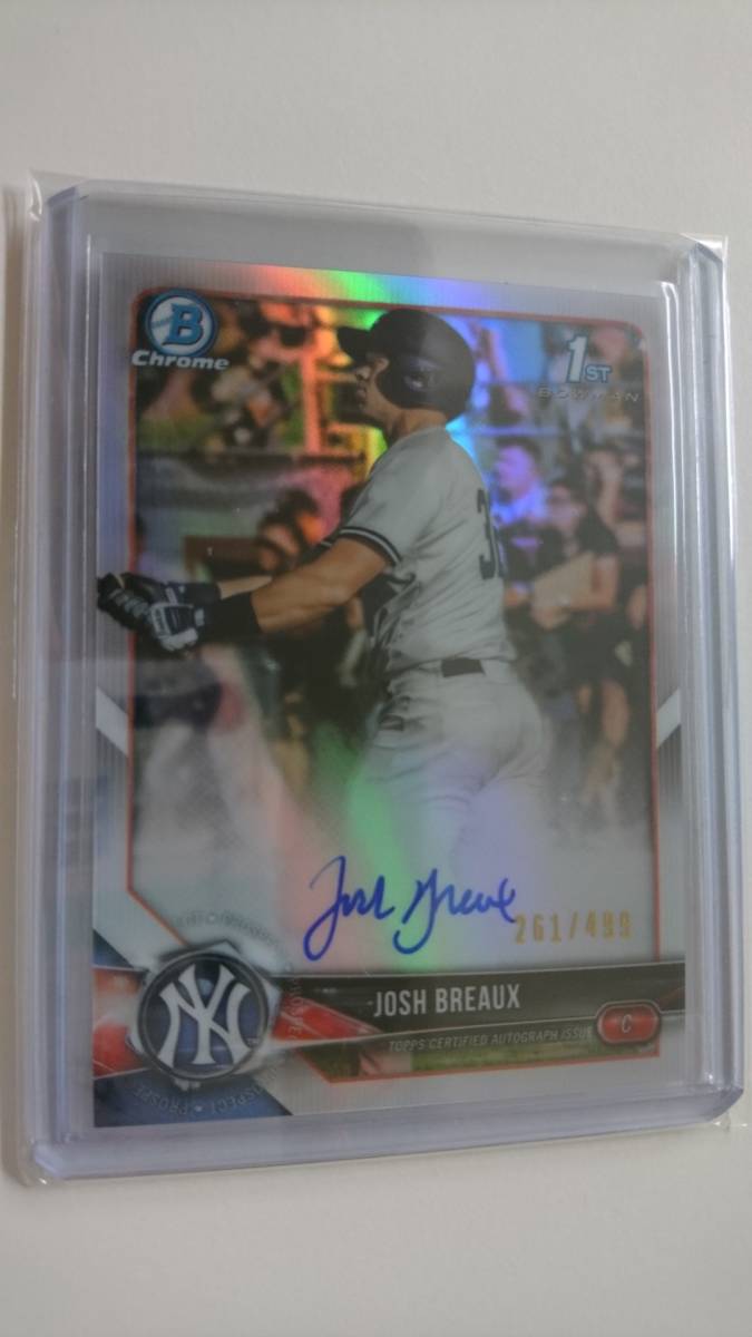 17 Josh Breaux 2018 Bowman Chrome Draft Prospect Auto Ref /499 直筆サイン ...