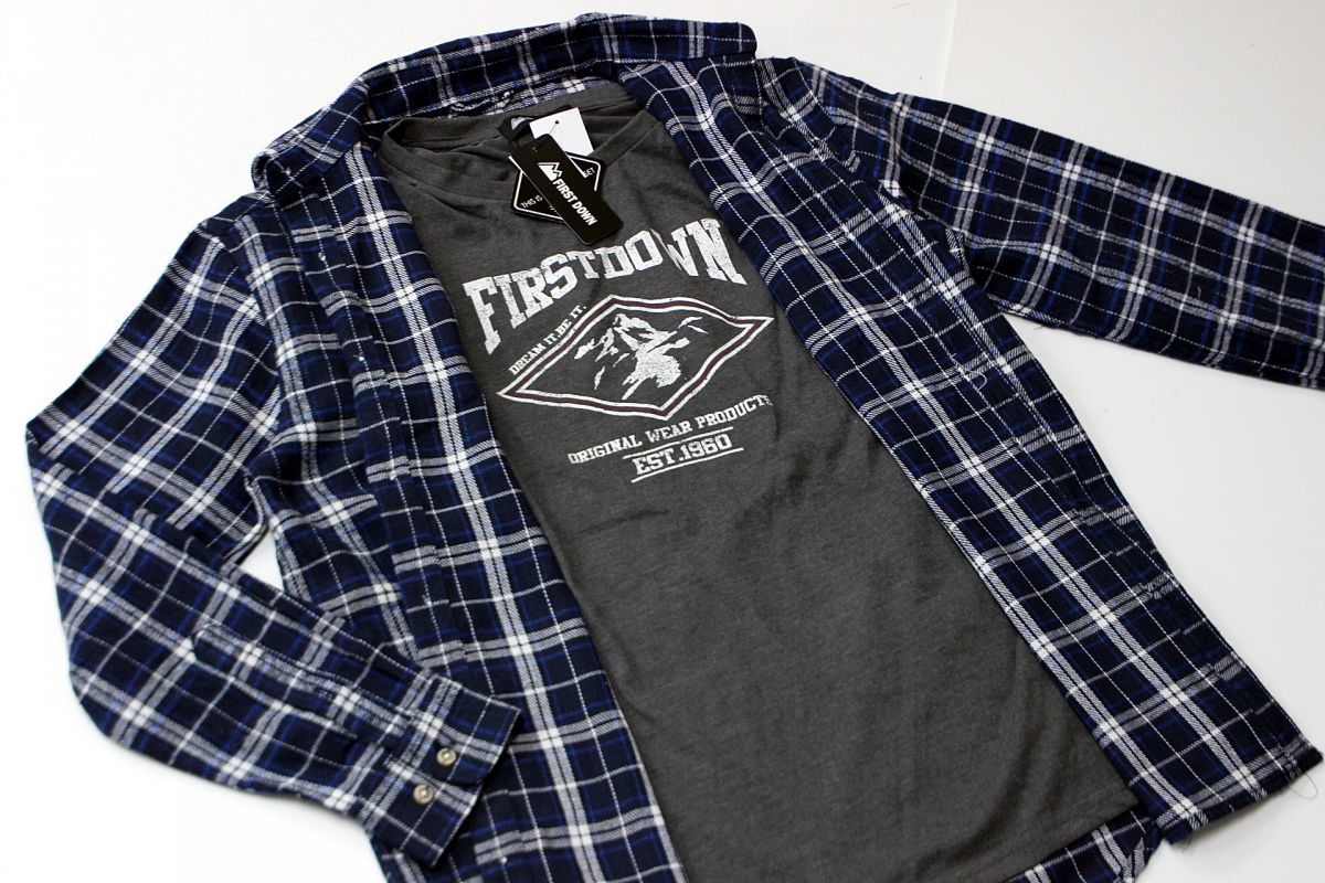ファーストダウン FIRSTDOWN お買い得の2枚セット販売 冬用素材 暖かい ネルシャツ ロンT 長袖シャツ 青 492745-75-LL 一 三 QWER(Mサイズ)｜売買された ...