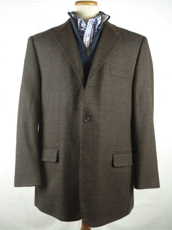 3XL程度 秋冬物 Marco Carelli カシミア混 3釦 濃茶 ジャケット ブレザー ウール カシミア 46L ロング(XLサイズ以上 ...