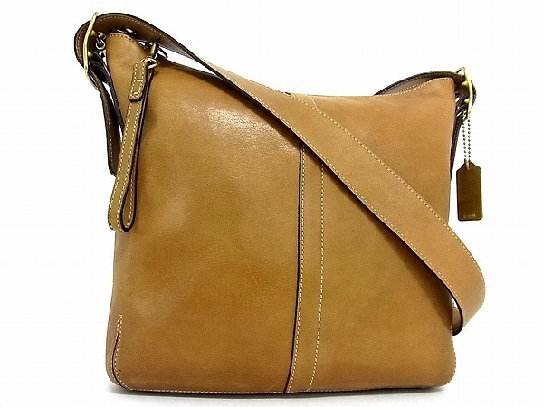 1円 COACH コーチ 9328 レザー ゴールド金具 斜め掛け ワンショルダーバッグ レディース メンズ ブラウン D7015Uh(女性用 ...