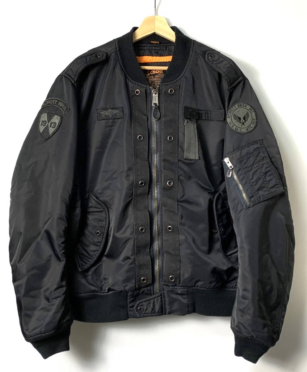 H 良好 正規品 Schott 978-31 SECURITY JACKET MA-1 ショット セキュリティ フライトジャケット ボンバー ...