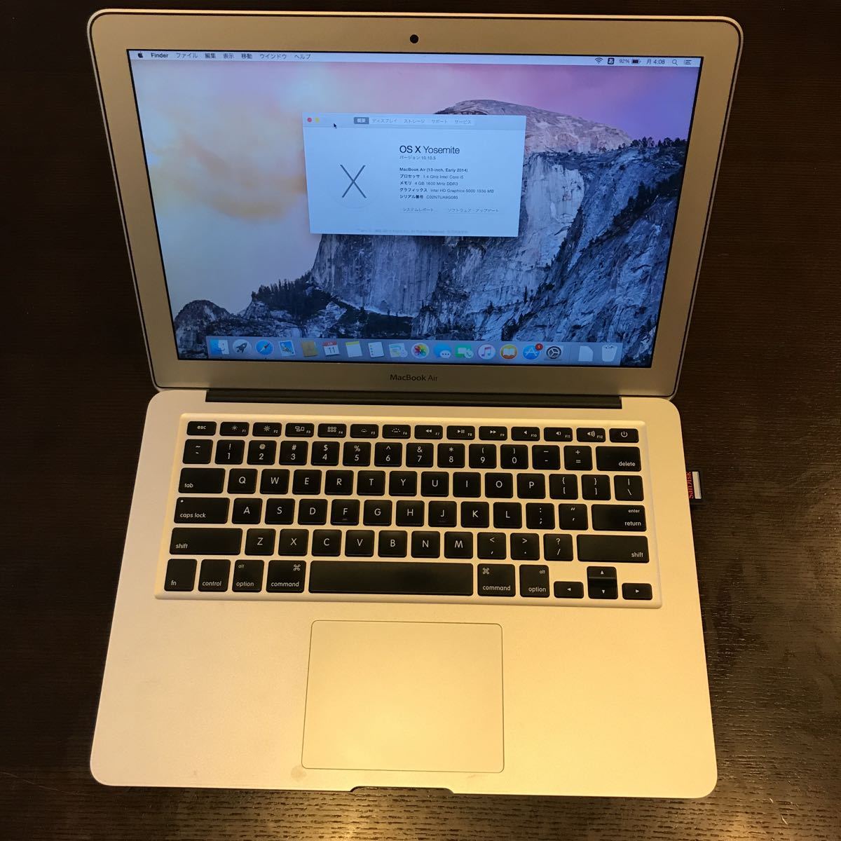 MacBook Air 2014 13インチ Apple Core i5 1.4Ghz 4G USキーボード 充電機付き(MacBook ...