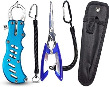 LATOOフィッシュグリップ 釣り プライヤー合金 防錆素材フィッシュプライヤー 専用ケース及び安全ロープ付属 落下防止ロープ(アクセサリー ...