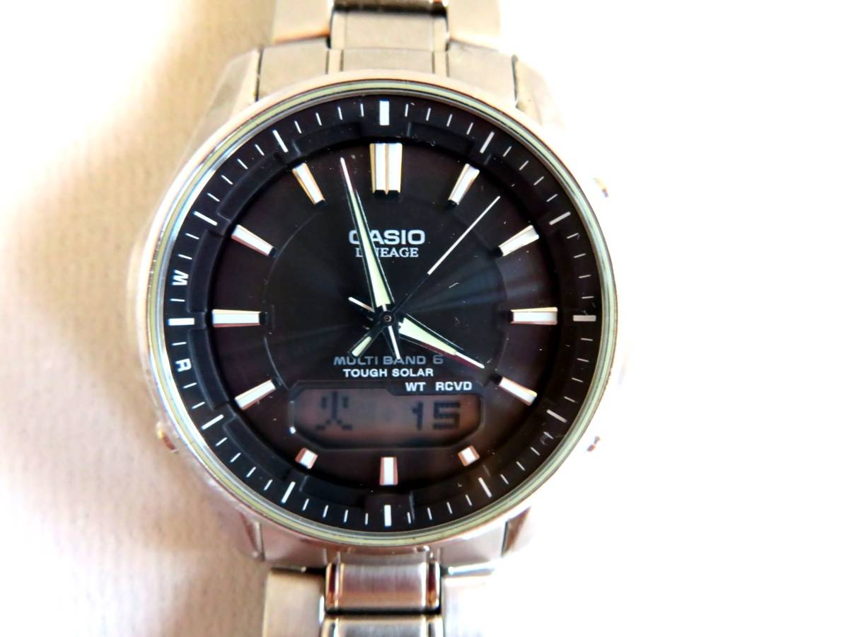 ト打 Casio LINEAGE MULTIBAND6 タッチソーラー メンズ 男性 腕時計 デジタル カレンダー ブラック シルバー AB192ZZG57(カシオ)｜売買されたオークション ...