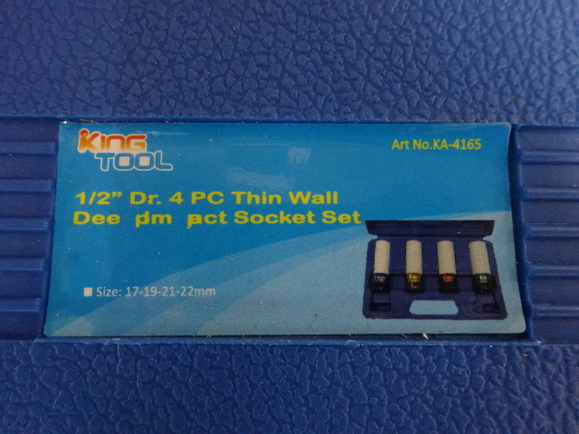 カー用品 KING TOOL CR-MO ソケットセット 17 19 21 22mm Art No.KA-4165(電動工具)｜売買されたオークション情報、yahooの商品情報をアーカイブ公開 ...