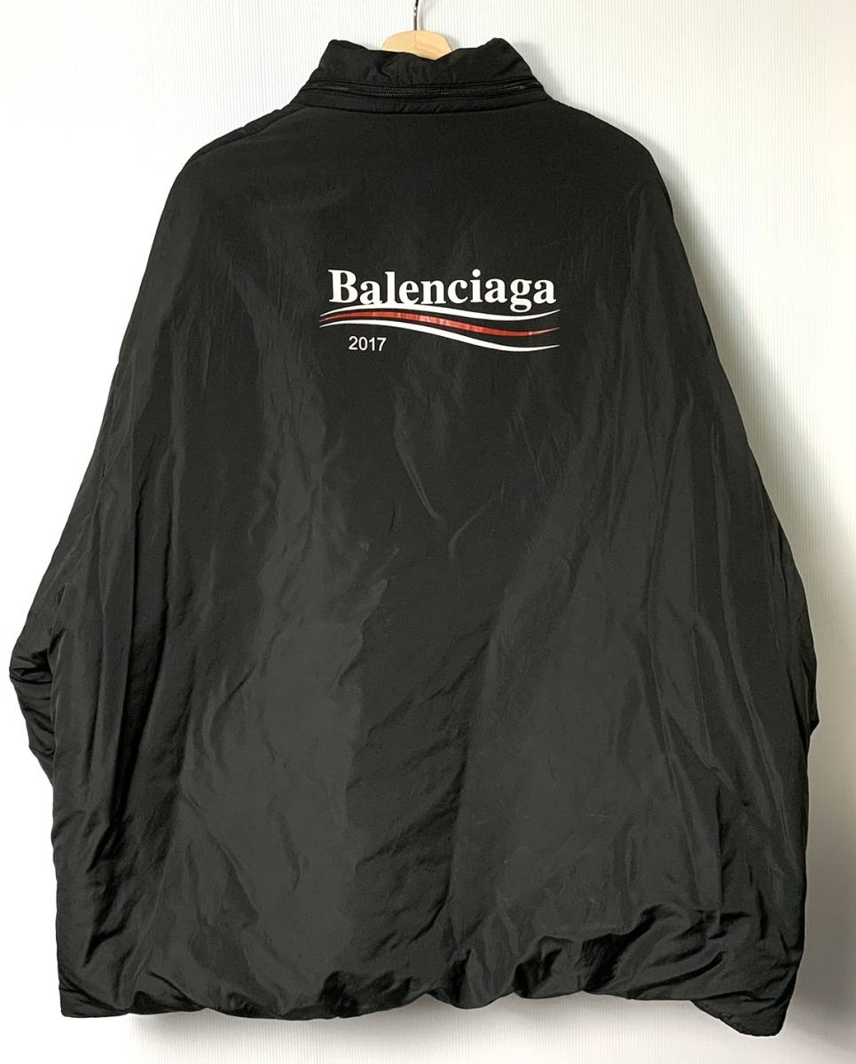 H 良好 国内正規品 BALENCIAGA 487262 TVD13 バレンシアガ 17AW キャンペーンロゴ オーバーサイズ 中綿 ...