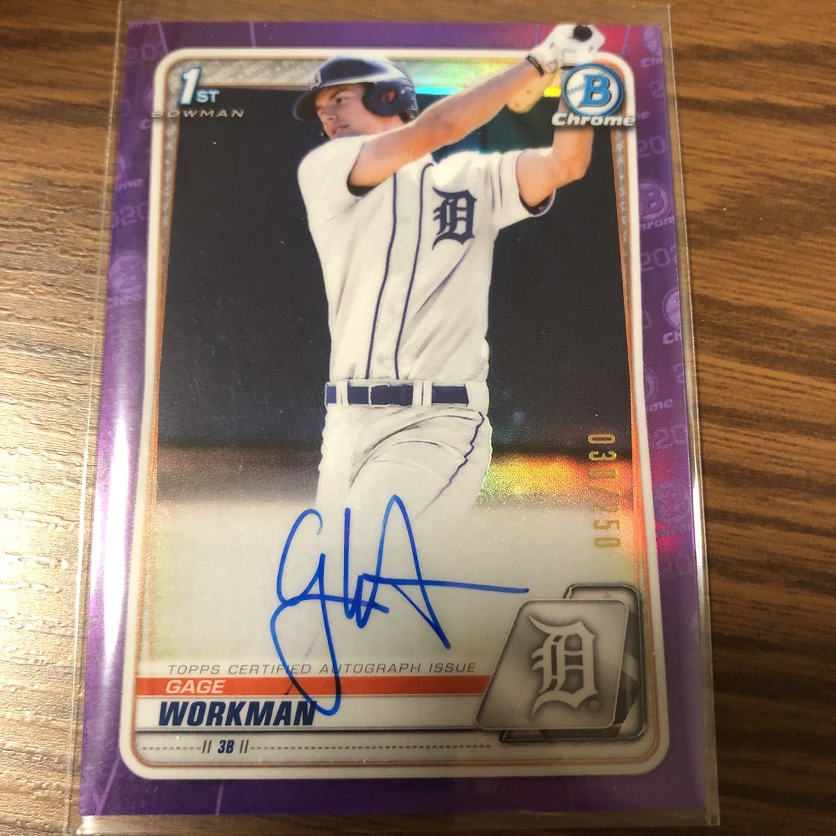gage workman 2020 MLB topps bowman draft panini baseball 250枚限定ルーキーサイン ...