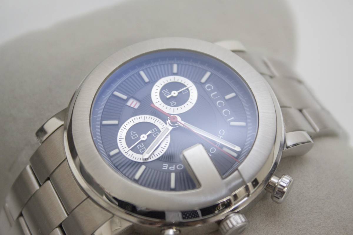 グッチ GUCCI 101M chrono クロノグラフ メンズ腕時計 クォーツ G ブラック 黒文字盤 SS(男性用)｜売買されたオークション情報、yahooの商品情報をアーカイブ公開 ...