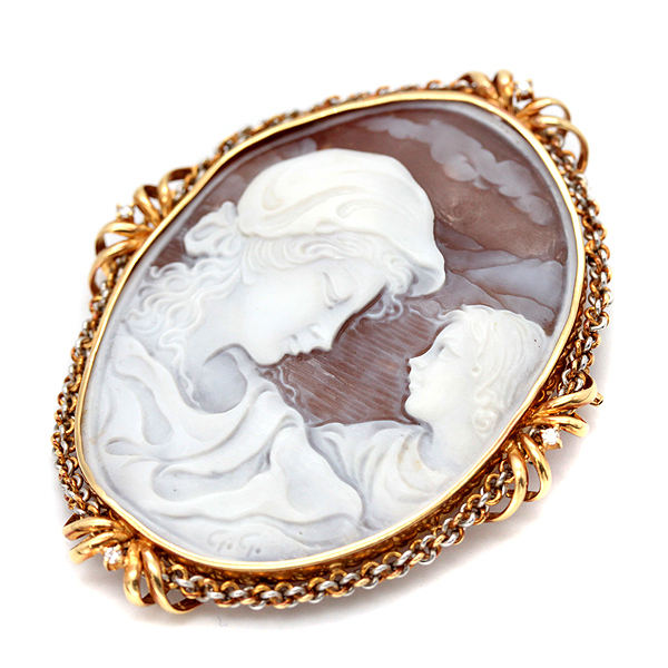 K18YG/K18WG ペンダントトップ ブローチ シェルカメオ D0.06ct(カメオ)｜売買されたオークション情報、yahooの商品情報をアーカイブ公開 - オークファン（aucfan.com）