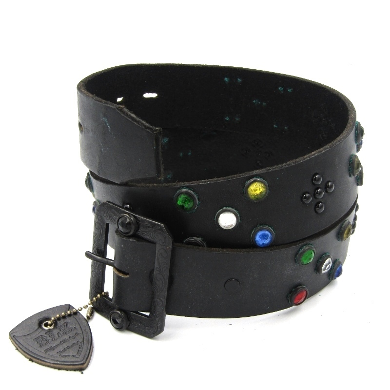 ￥1 良品 HTC BLACK エイチティーシー ベルト MULTI STONE STUDS BUCKLE スタッズ ストーン 1.75inch ブラック 黒 36 50011310(36 ...