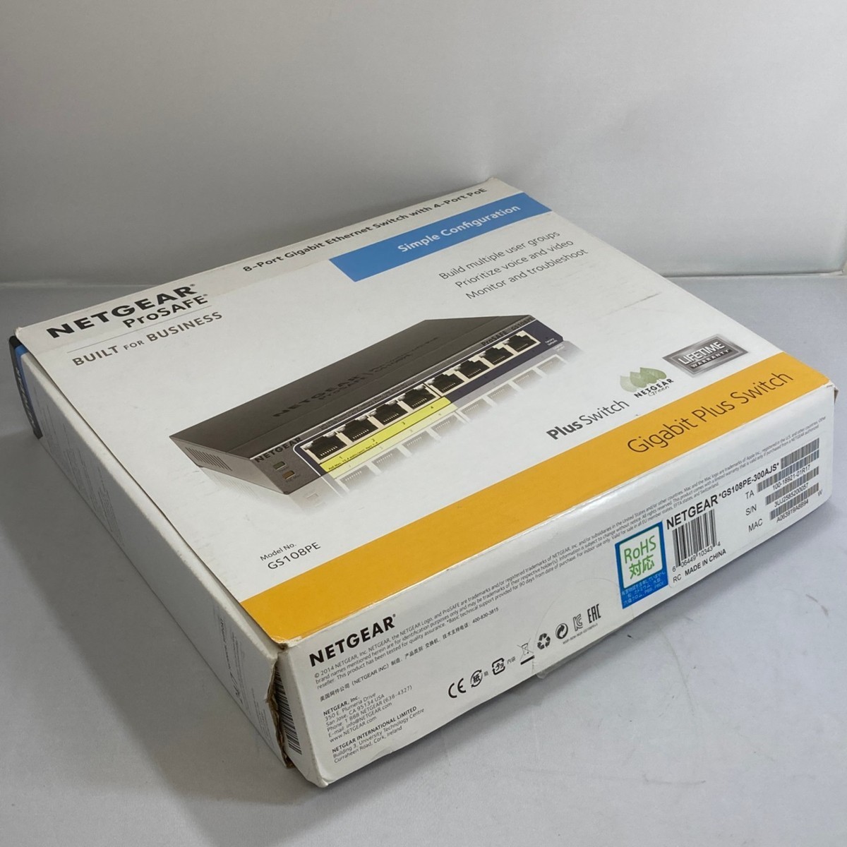 NETGEAR ProSAFE スイッチングハブ GS108PE ギガビット 8ポート BUILT FOR BUSINESS 4-PORT ...