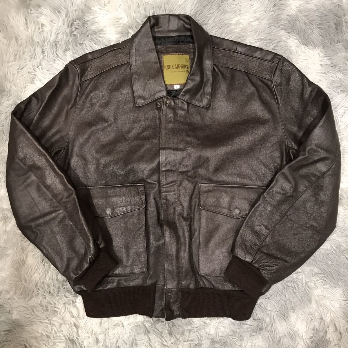 KNOX ARMORY ノックスアーモリー ALPHA INDUSTRIES A-2レザーフライトジャケット ブラウン Lサイズ パキスタン製 ゴーゴー古着多摩平店3048(Lサイズ)｜売買さ ...