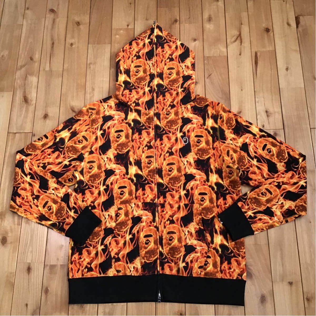 XL BAPE FLAME フルジップ パーカー a bathing ape BAPE fire full zip hoodie エイプ ベ ...
