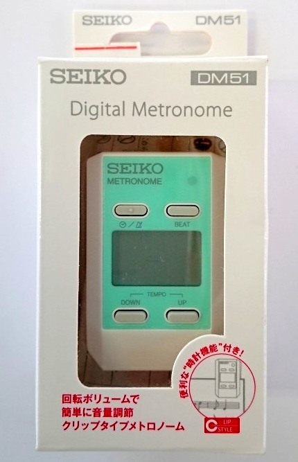Y959Yちょる メトロノーム 品 SEIKO セイコー デジタルメトロノーム DM51 ミントグリーン 時計機能付き クリップタイプ ...