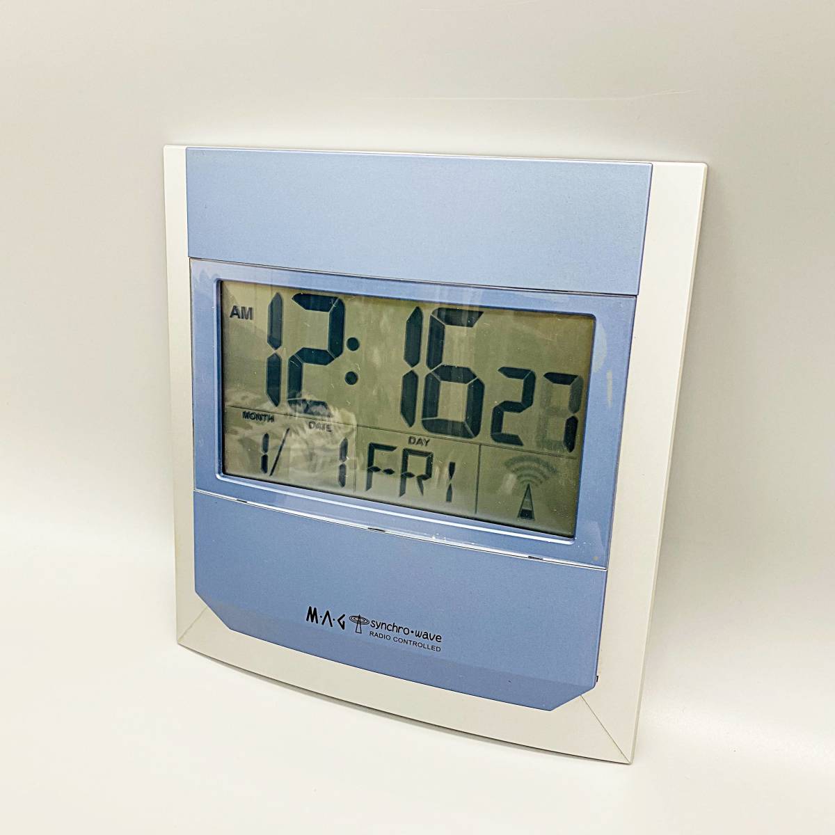 美心MJ12087 25×24㎝ MAG Synchro Wave 壁掛け時計 電波時計 RADIO CONTROLLED カレンダー ...