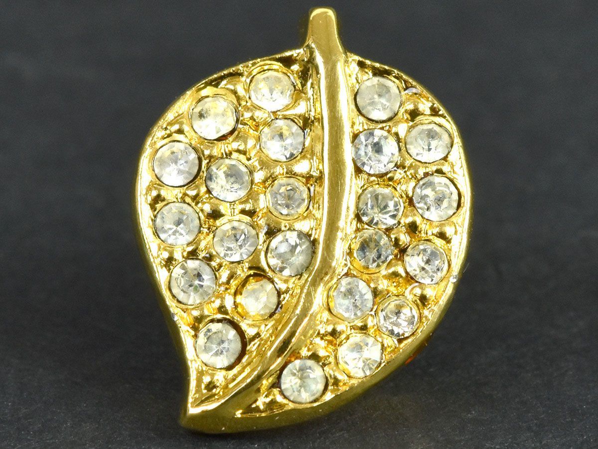 97996〇 CELINE セリーヌ/ ピンバッジ ピンバッチ ピンズ/ 葉 リーフ/ GP ラインストーン/ ゴールド レディース アクセサリー/ E(その他)｜売買されたオークション情報 ...