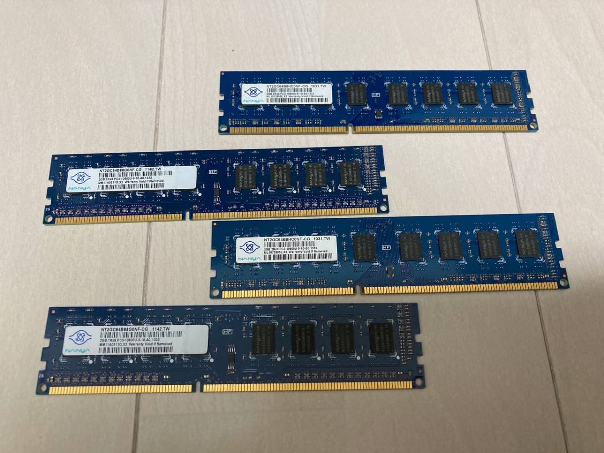 NANYA メモリ PC3-10600U DDR3 1333MHz 2GB 4枚 計8GB(2GB)｜売買されたオークション情報、yahooの ...
