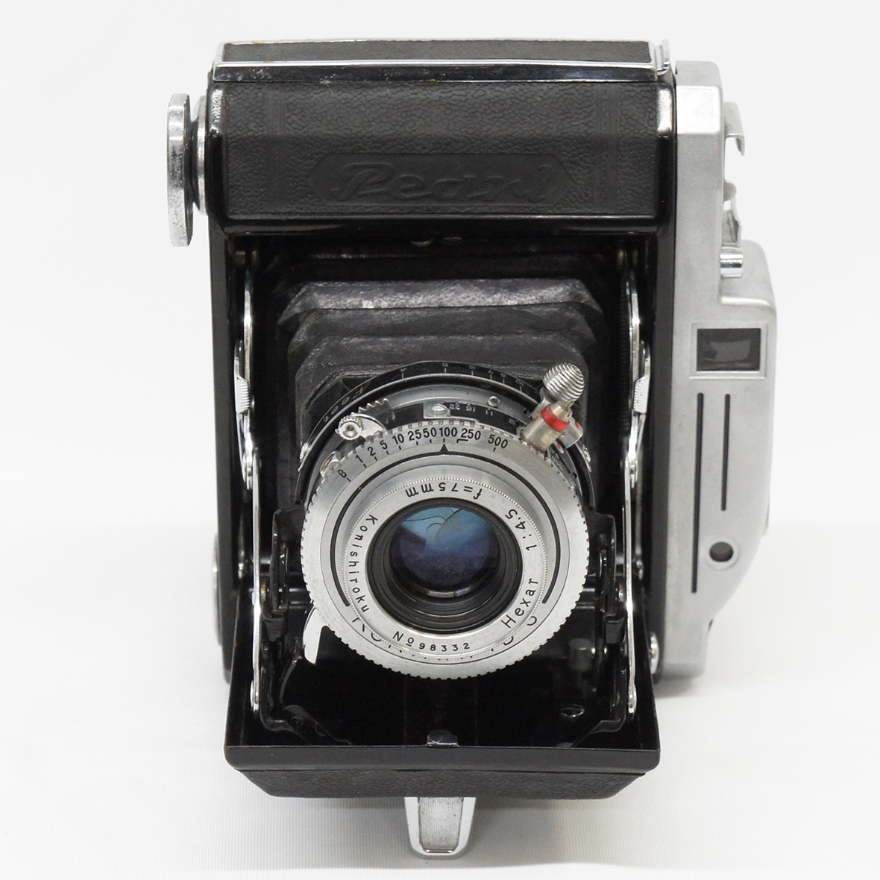 慈光 0795 蛇腹カメラ 小西六 パール PEARL KONIRAPID-S レンズ Hexar F4.5 75mm ケース おまけ フード 露出計 付き ジャンク 現状渡し(その他)｜売買 ...