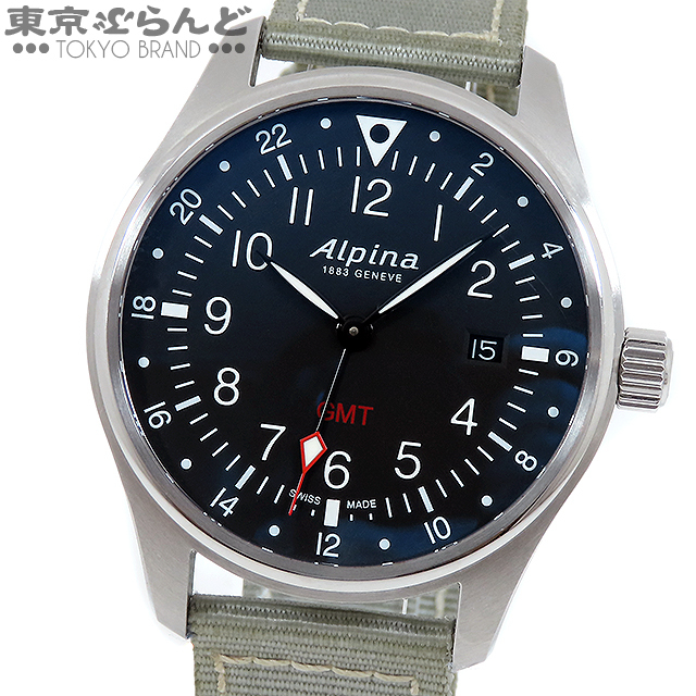 101505977 アルピナ Alpina スタータイマー パイロット 時計 腕時計 メンズ クォーツ SS ブラック GMT グリーン ...