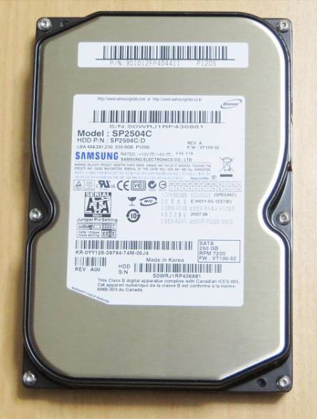 SAMSUNG SP2504C SATA 250GB HDD(200GB～)｜売買されたオークション情報、yahooの商品情報をアーカイブ公開 ...