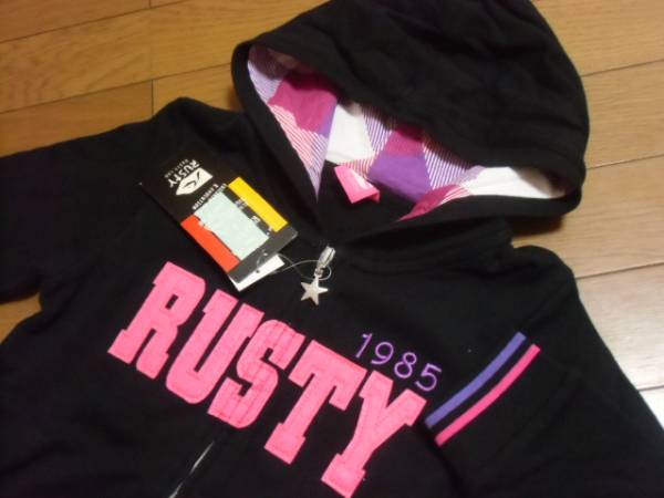 RUSTYラスティ キッズジップアップパーカー 130黒 002(130（125～134cm）)｜売買されたオークション情報、yahooの商品情報をアーカイブ公開 - オークファン ...