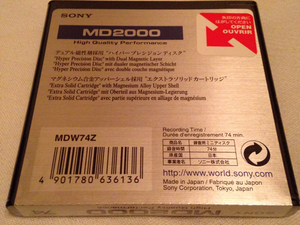 SONY MD2000 MDW74Z 74分 録音用 ミニディスク(記録媒体)｜売買されたオークション情報、yahooの商品情報をアーカイブ公開 - オークファン（aucfan.com）