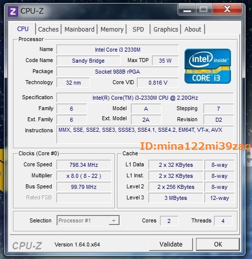 Intel Core i3-2330M 3M Cache 2.20 GHz SR04J Socket G2(Core i3)｜売買された ...