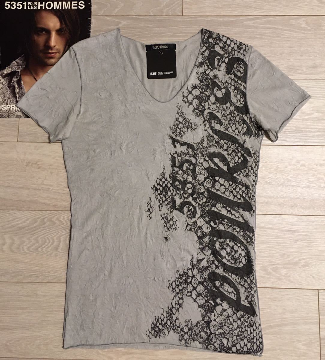 5351プールオム高級パイソン柄クラッシュVネックカットソー グレー極 5351pour les Hommes SHELLAC kiryuyrik ROEN(トップス)｜売買されたオークション ...