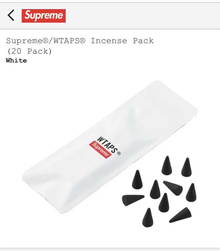 正規 20 pack / 21aw Supreme WTAPS Incense Pack / Kuumba AGAPE インセンスコーン お香 wtvua NBHD ダブルタップス 21fw ...