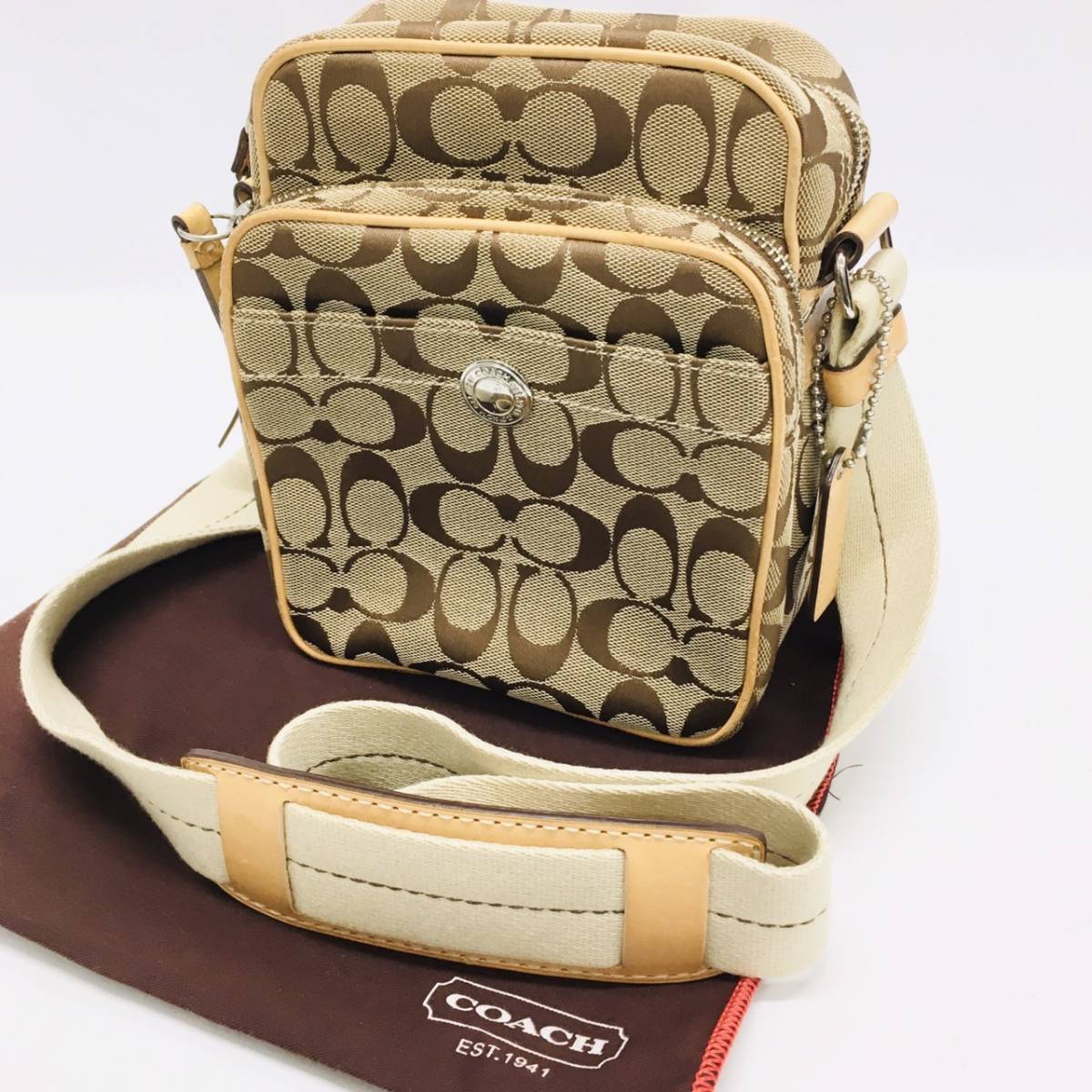 1円 COACH コーチ シグネチャー ショルダーバック L05J-6451/横16cm×縦19cm/ミニバック/レディース/バッグ/トート ...