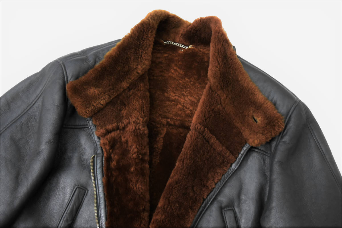 定価50万円 イタリア製 ギャロッティ GALLOTTI 羊革 Shearling 最高級ムートン フーデッドコート 黒 ブラック 50 XL ...
