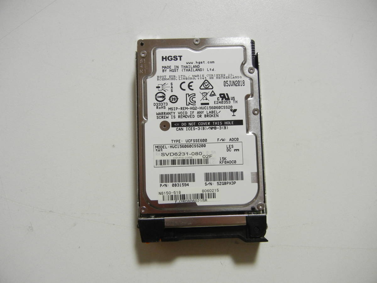 NEC Express5800シリーズサーバー用 2.5inch SAS HDD 600GB 12Gb/s 15Krpm N8150-518 ...
