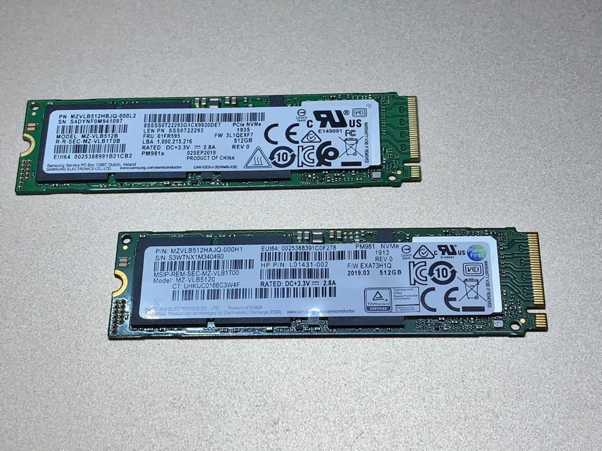 SAMSUNG MZ-VLB512B MZ-VLB5120 NVMe SSD 512GB 2枚セット(256GB～)｜売買されたオークション ...