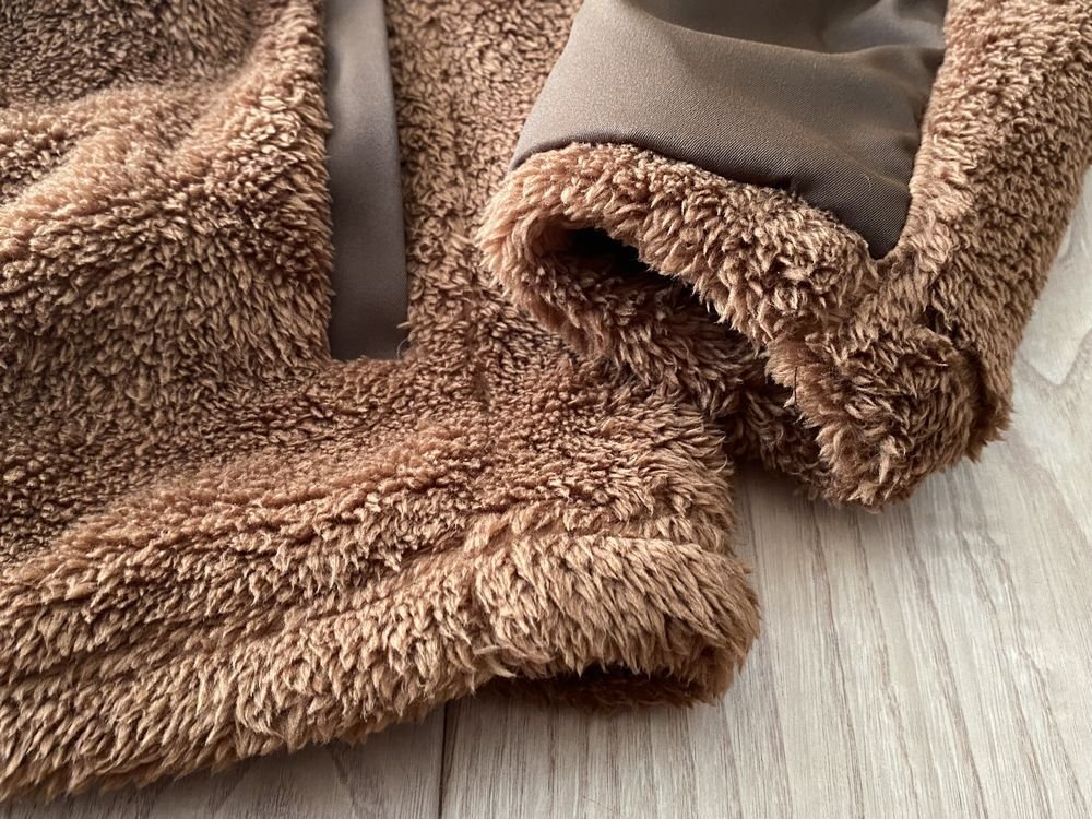 COMME CA MEN コムサメン TEXBIRD スエード風ジャージー フリースジップアップパーカ 16ブラウン Mサイズ 45CW09 ...