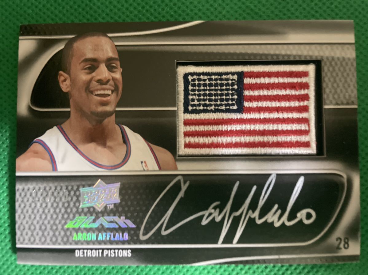 AARON AFFLALO 2008-09 UD BLACK USA FLAG PATCH AUTO INK # /50(Upper Deck ...