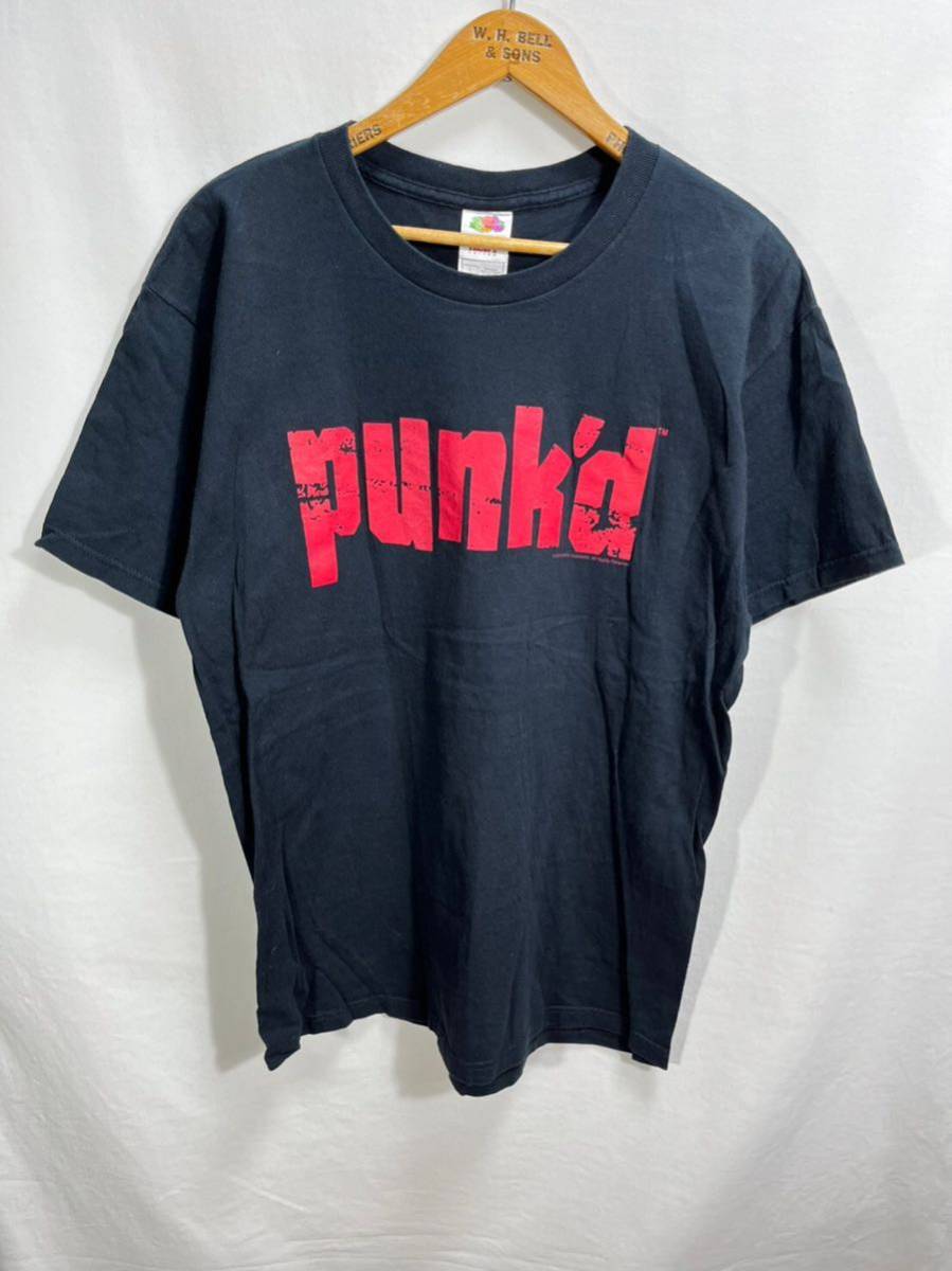 ドッキリ番組 00s FRUIT OF THE LOOM ” Punk'd ” パンクト ロゴイラスト 半袖 Tシャツ 古着 サイズL ...