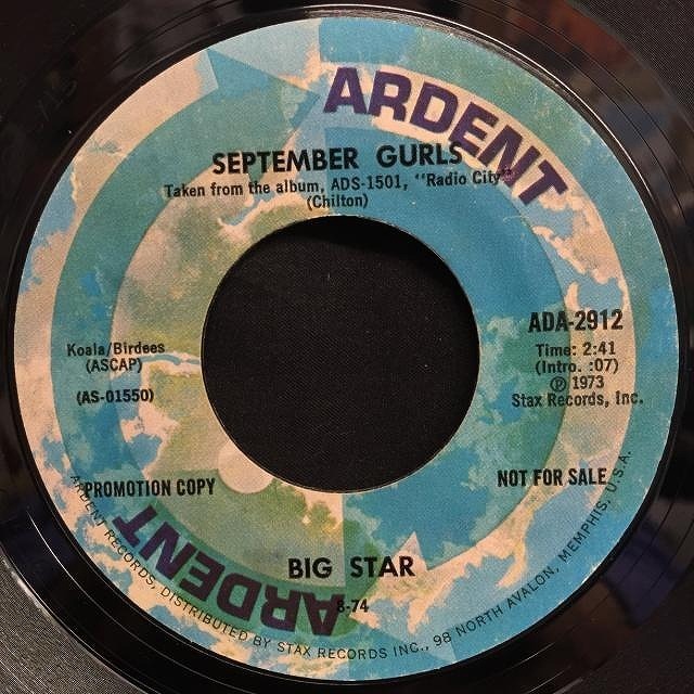 US-Ardentオリジナル 7 Promo Copy from RADIO CITY'73年最難関タイトル Big Star ...
