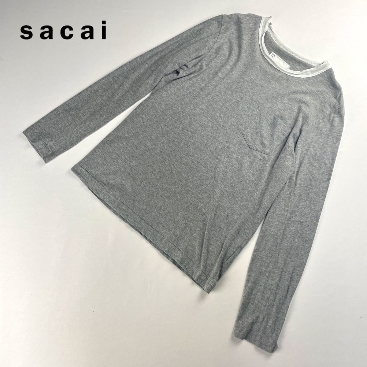 sacai サカイ 長袖カットソー Tシャツ トップス デザインボタン レディース ライトグレー サイズ2 BC1362(女性用)｜売買された ...