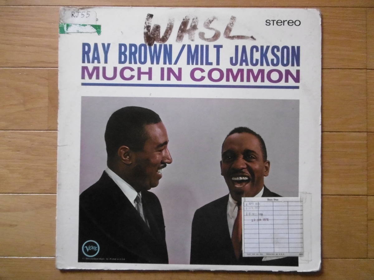 歴史的名盤追悼 1963年頃 LP RAY BROWN/MILT JACKSON /MUCH IN COMMONレンタルあがり/ジャンク ...