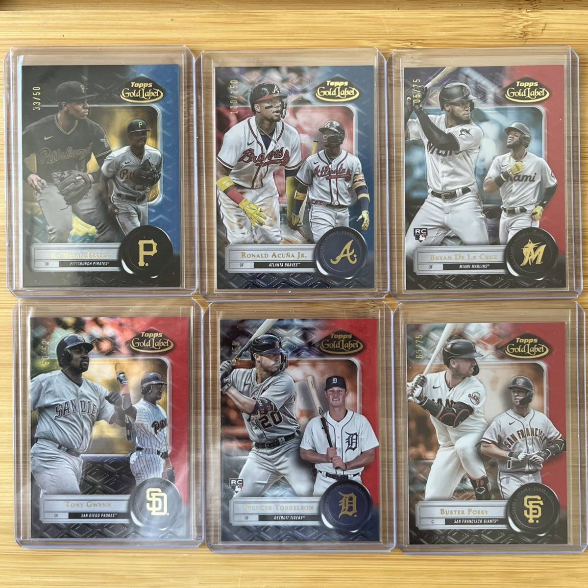 6枚セット 2022 TOPPS Gold Label シリアルカード6枚セット Spencer Torkelson Ronald Acuna ...