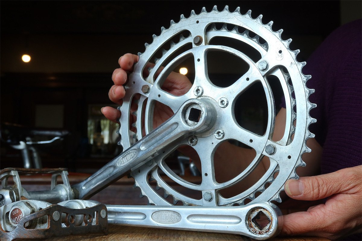 70s STRONGLIGHT 49 + TA 53/45 PEUGEOT GITANE ALEX SiNGER LOOK VITUS ロードバイクに SIMPLEX MAFAC ...