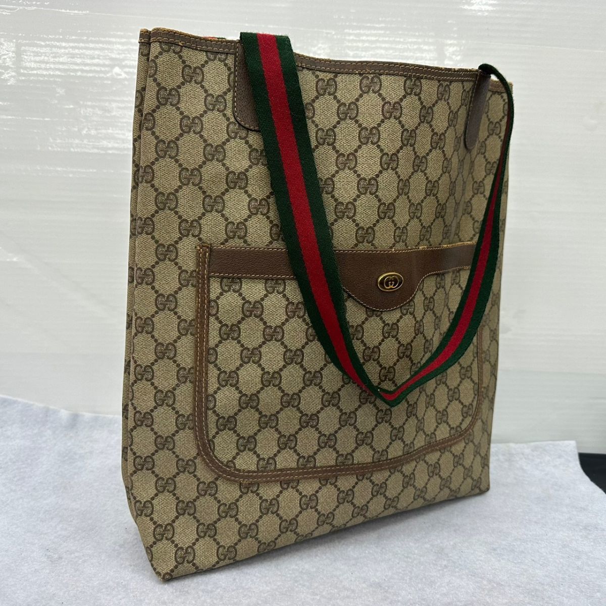Y610-K44-2339 GUCCI グッチ 39.02.003 シェリーライン GG柄 ショルダーバッグ トートバッグ ブラウン系 約縦40×横35×マチ10cm ②(その他)｜売買された ...