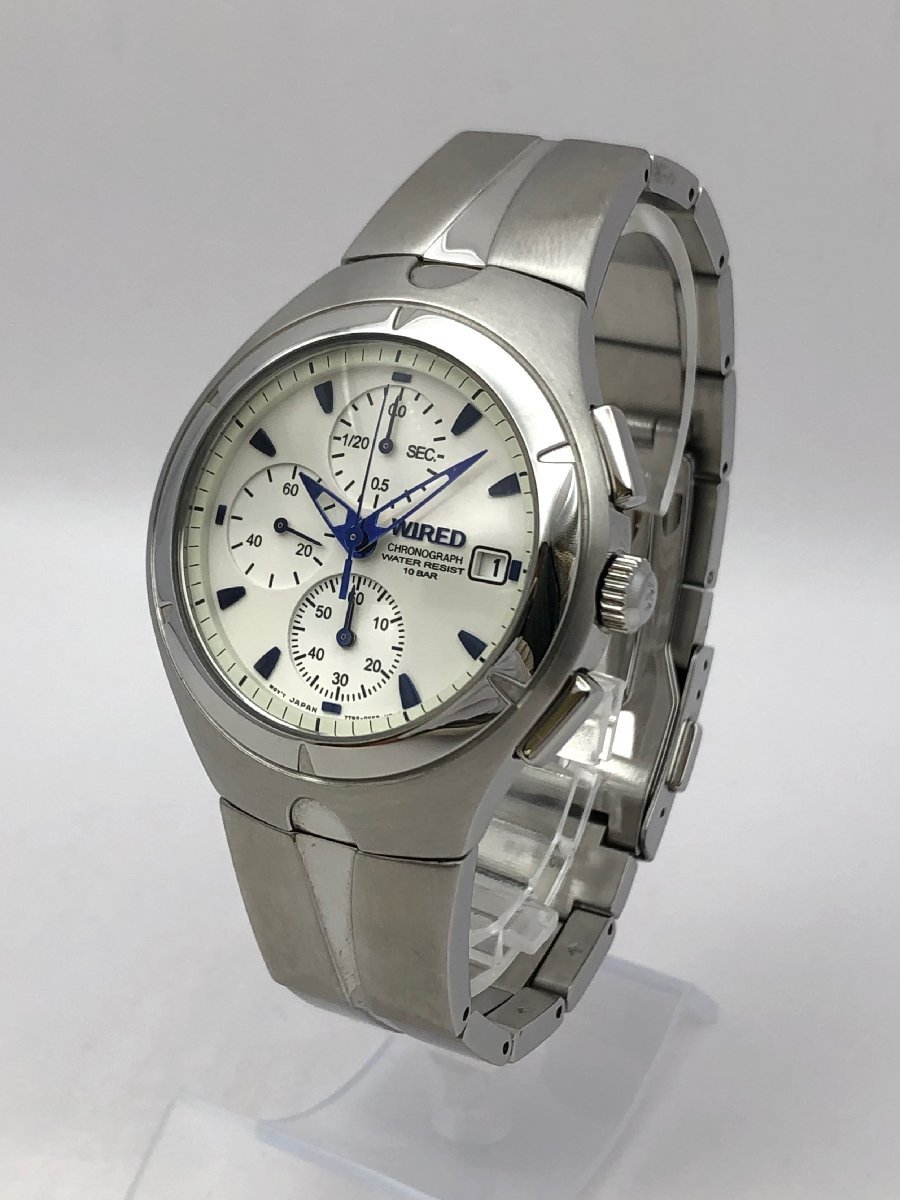SEIKO/セイコー/WIRED/ワイアード/7T92-0TB0/クロノグラフ/デイト/白文字盤/シルバーカラー/クォーツ/メンズ腕時計/稼動 ...