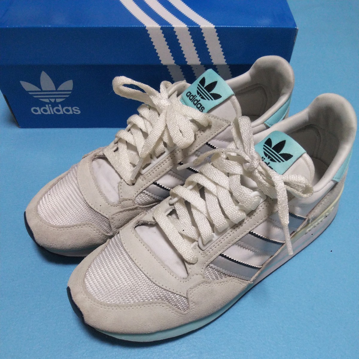 アディダス ローカット スニーカー 26.5cm SHW 675001 白 水色 メンズ シューズ 靴 スポーツ adidas ホワイト 検 NIKE PUMA ASICS NB(26.5cm ...