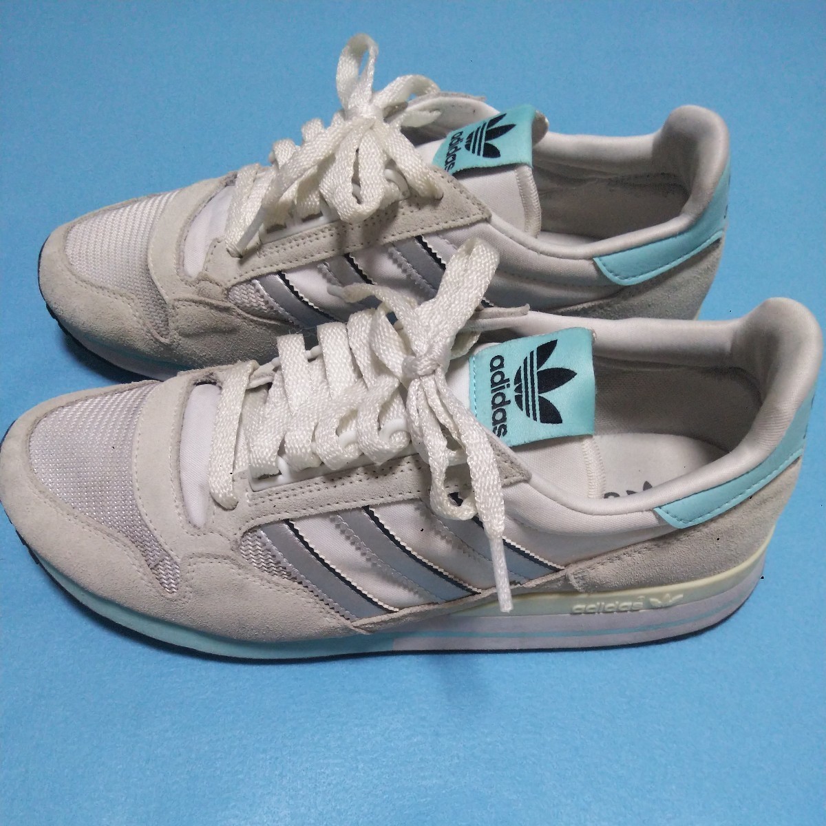 アディダス ローカット スニーカー 26.5cm SHW 675001 白 水色 メンズ シューズ 靴 スポーツ adidas ホワイト 検 ...