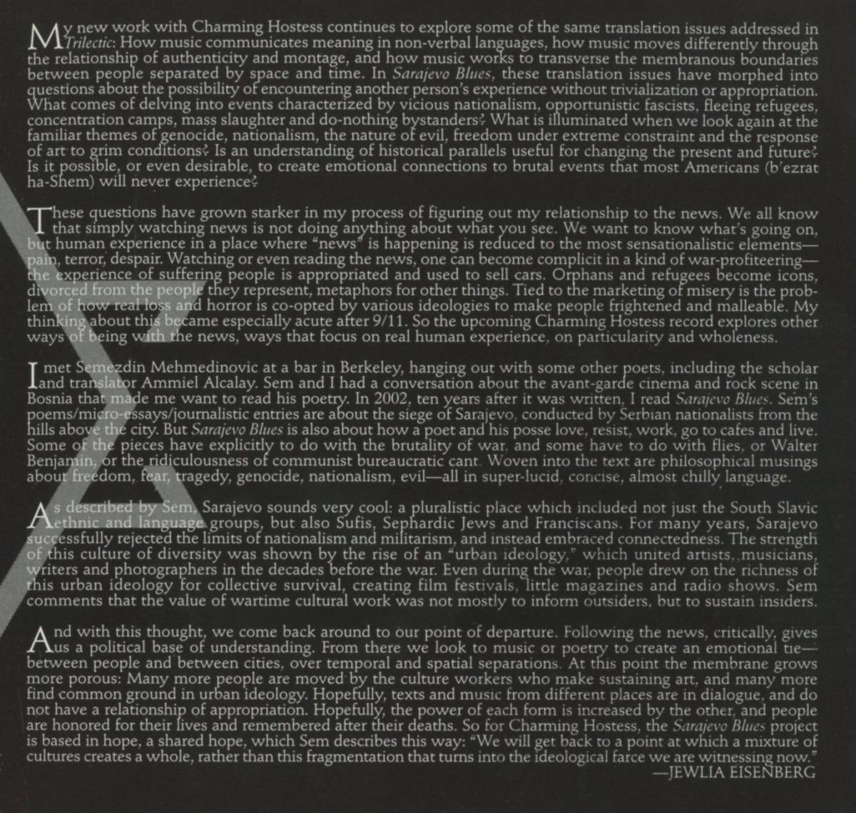 Charming Hostess - Sarajevo Blues; Jewlia Eisenberg/Carla Kihlstedt ...