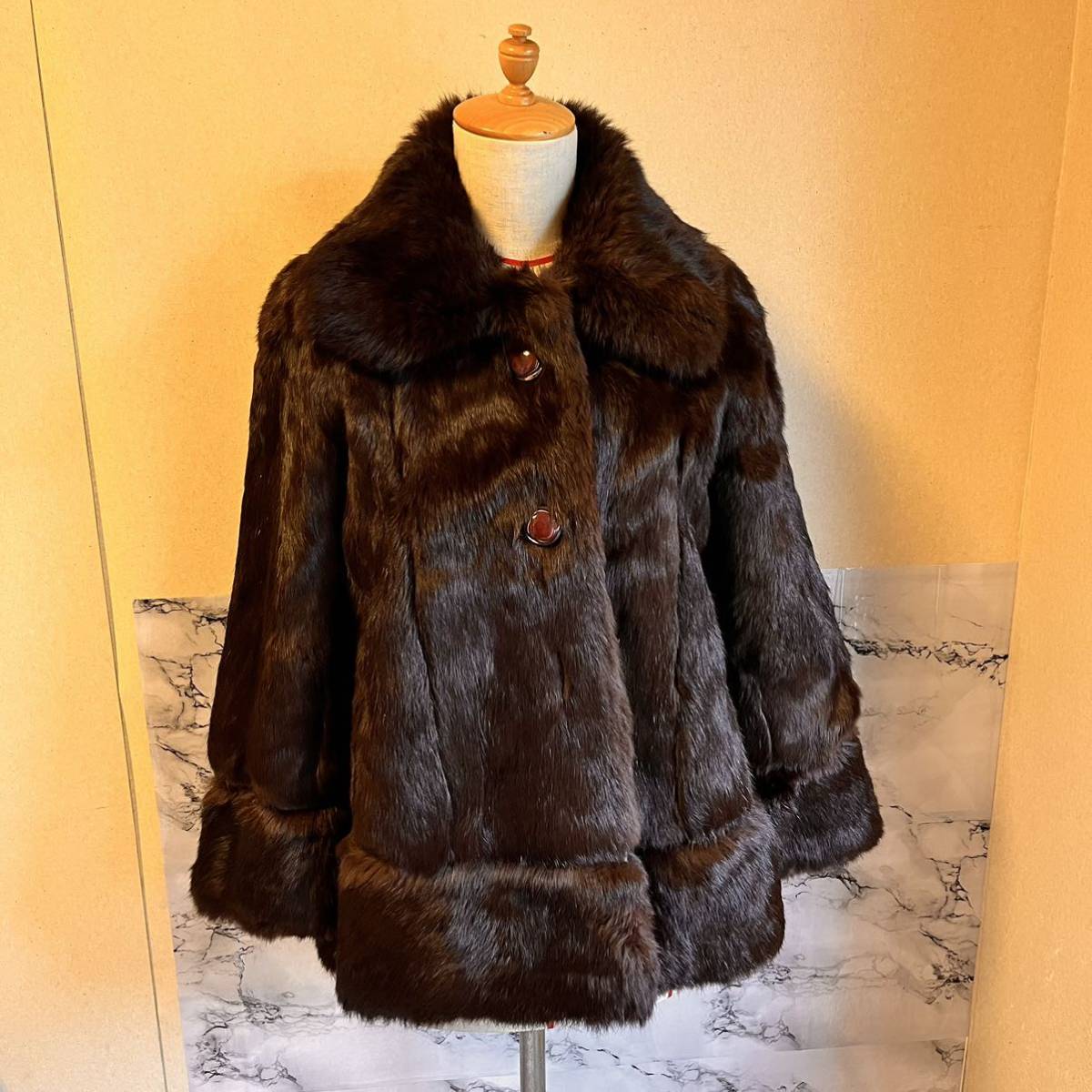 OS FUR FASHION ミンク MINK ファー ショート コート 毛皮 ブラウン系 レディースファッション リアルファー 2311 ...