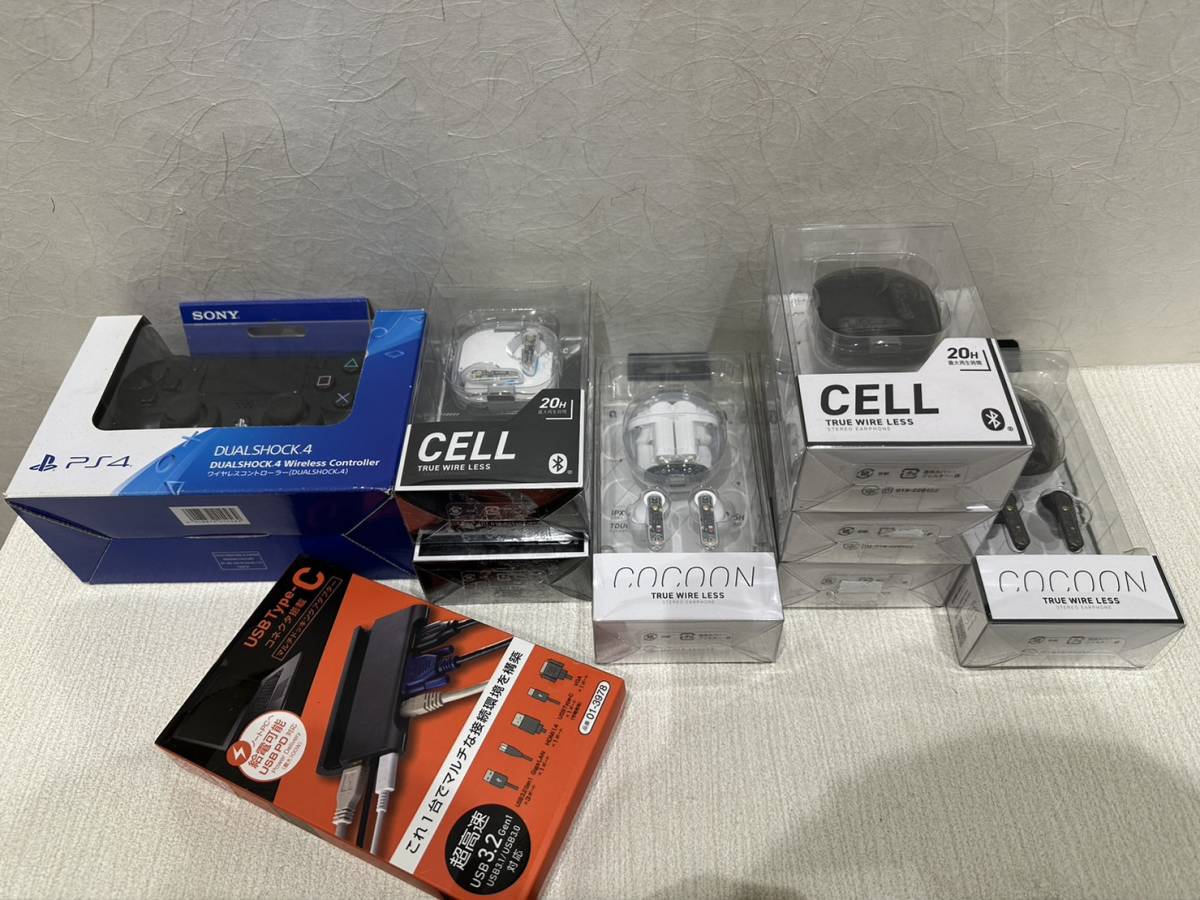 KIM-958 1円 ワイヤレスイヤホン まとめ COCOON CELL マルチドッキングアダプター PS4コントローラー本体のみ ジャンク ...