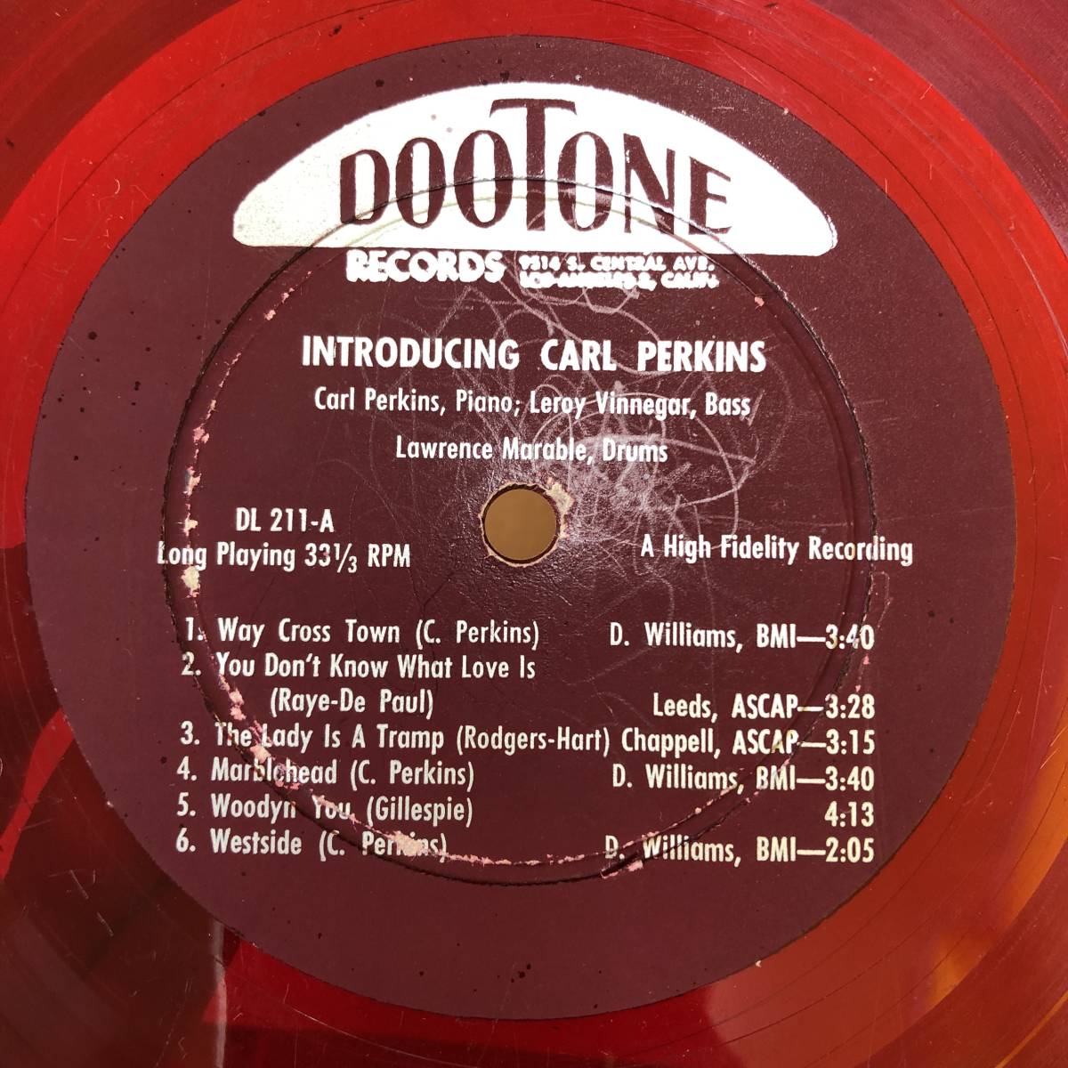 LP Carl Perkins - Introducing... DL211 アメリカ盤 Dootone Color Vinyl DG ...