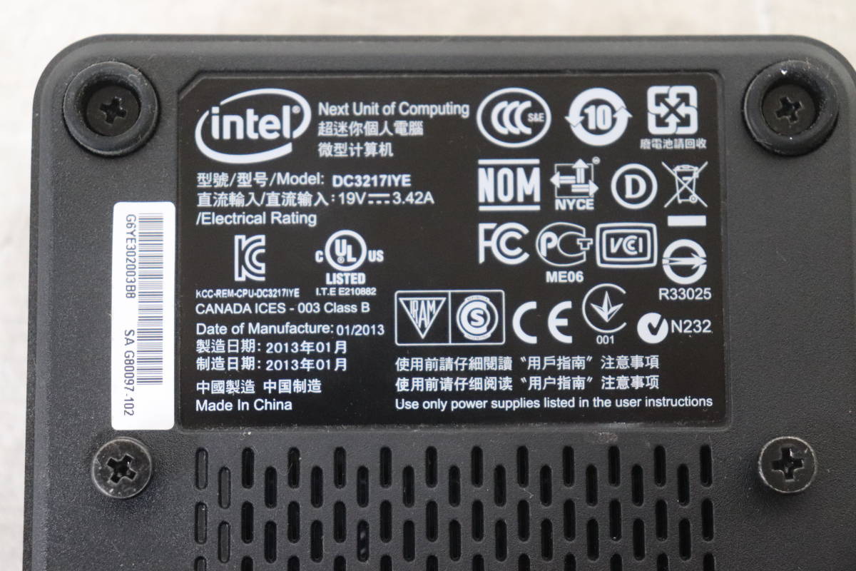 Y06/653 Intel Next Unit of Computing 小型デスクトップパソコン DC3217IYE CPU Core i3 ...